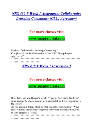 Nrs 430 v Education Organization / snaptutorial.com