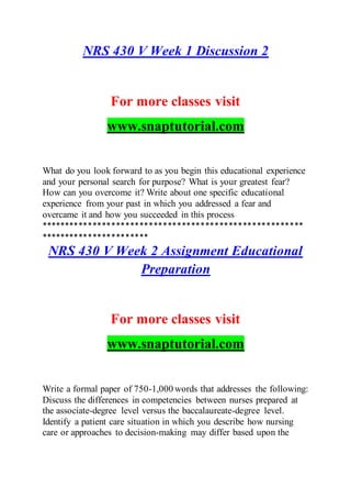 Nrs 430 v Education Organization / snaptutorial.com