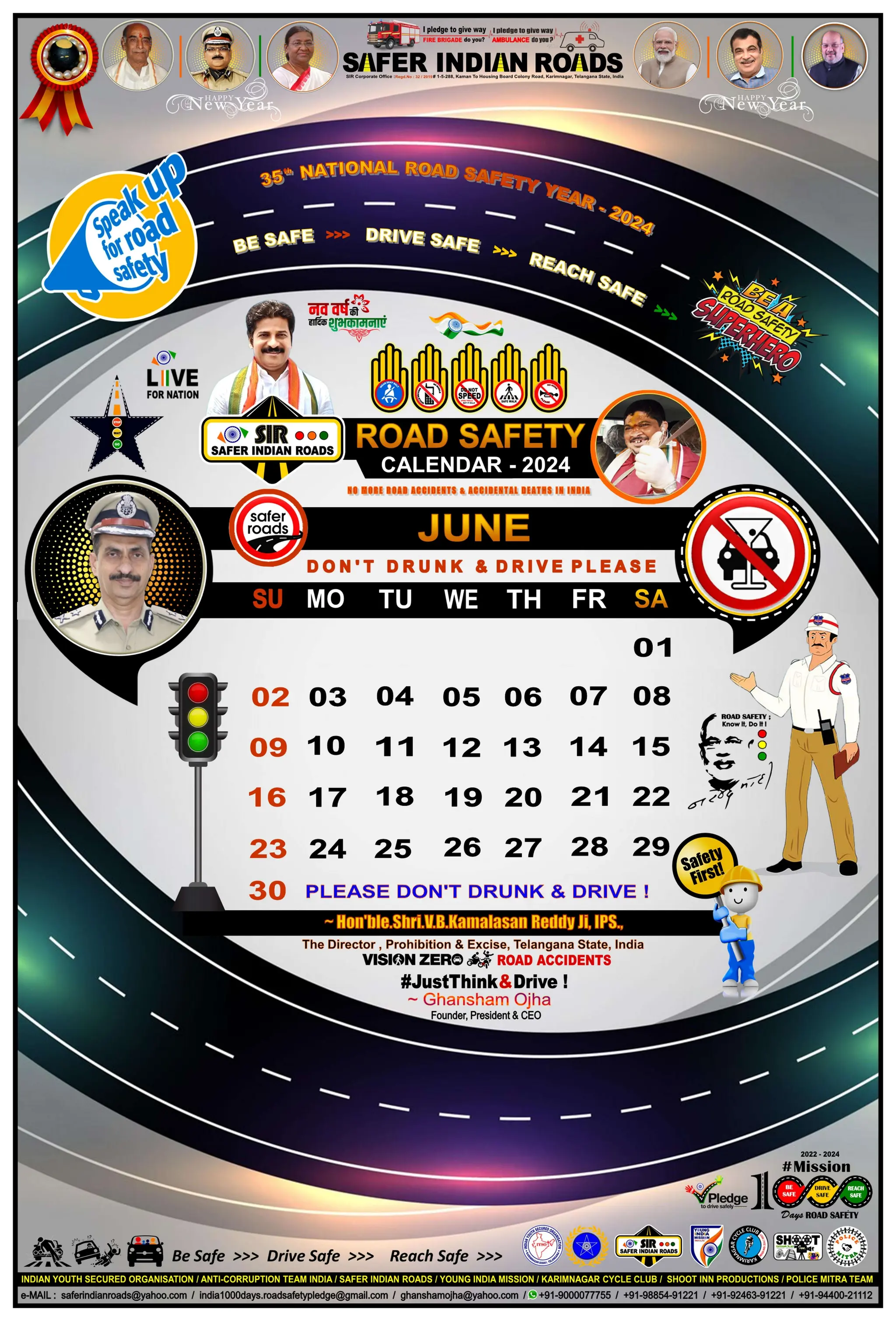 Road Safety Calendar 2024 Courtesy ~ Safer Indian Roads | PDF