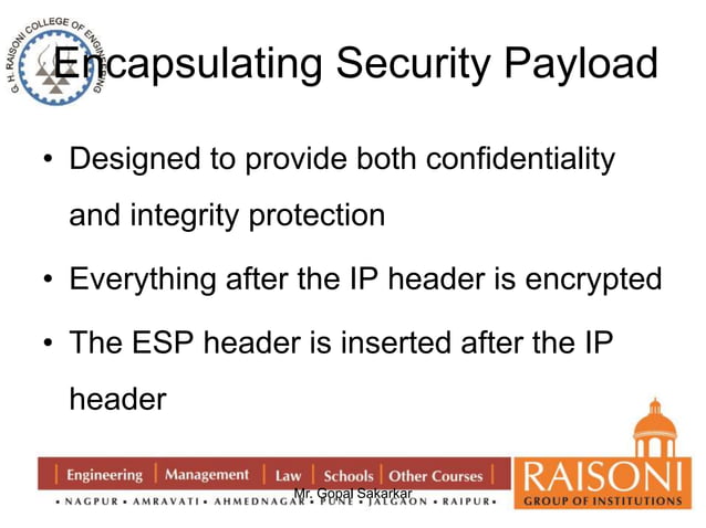 Firewall, Trusted Systems,IP Security ,ESP Encryption and ...
