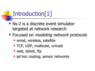 Ns 2 Network Simulator An Introduction | PPT