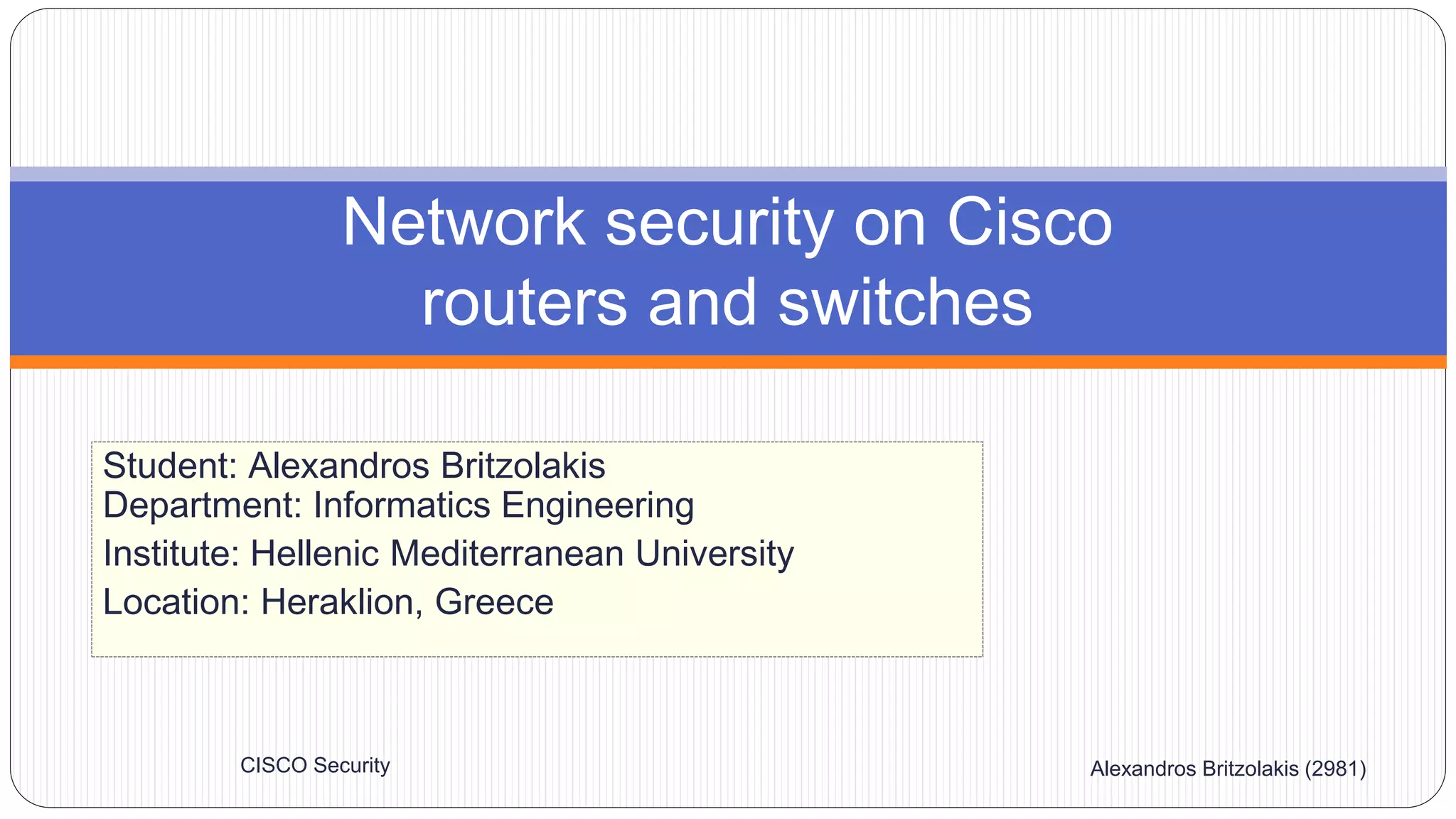 Network Security On Cisco Routers And Switches Pdf Computer Networking Computing