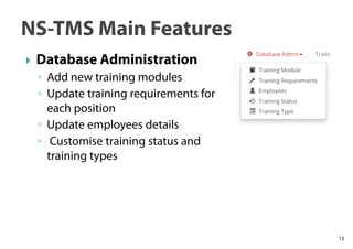 NS-TMS - Training Management Database | PDF