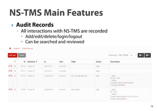 NS-TMS - Training Management Database | PDF