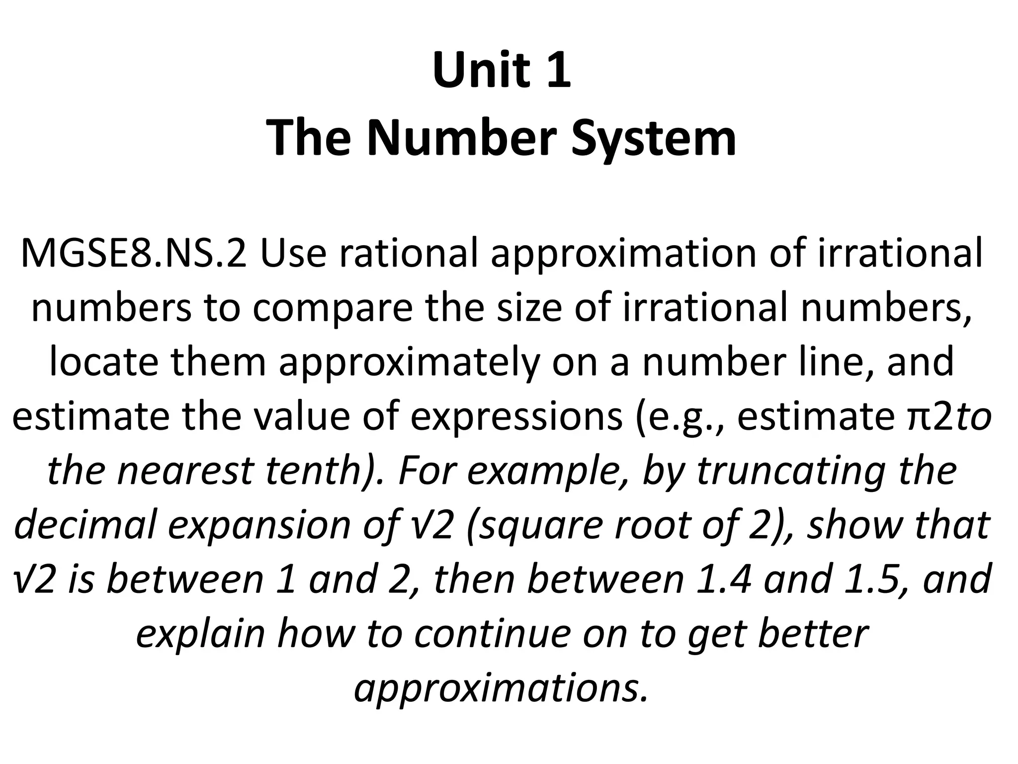 NS1: Rational and Irrational numbers | PPTX