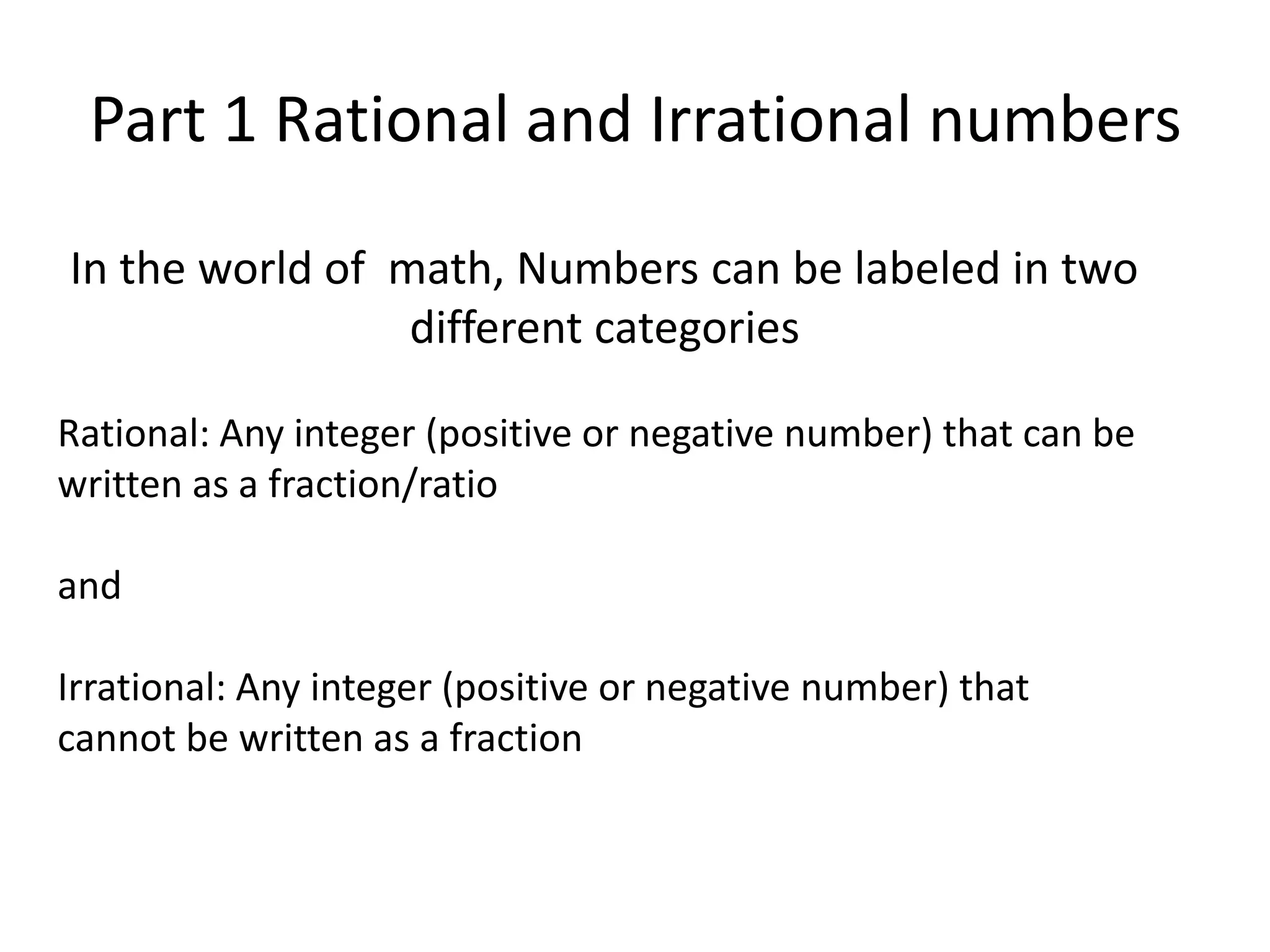 NS1: Rational and Irrational numbers | PPTX