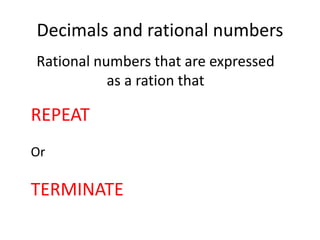 NS1: Rational and Irrational numbers | PPTX
