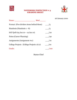 NS1 Notebook Inspection # 3 | PDF
