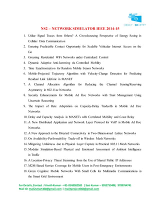 NS2 IEEE M.E/M.Tech PROJECTS 2014-15 | PDF
