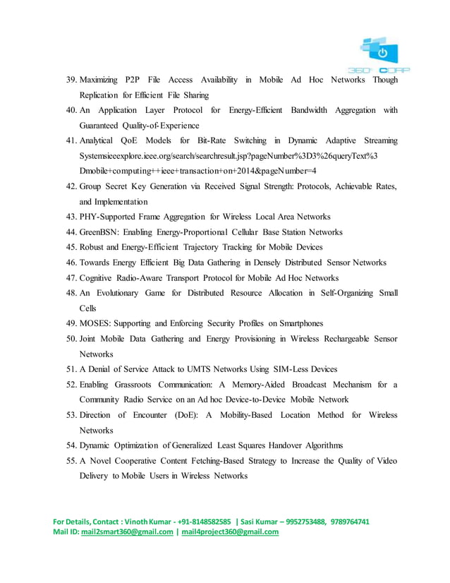 NS2 IEEE M.E/M.Tech PROJECTS 2014-15 | PDF