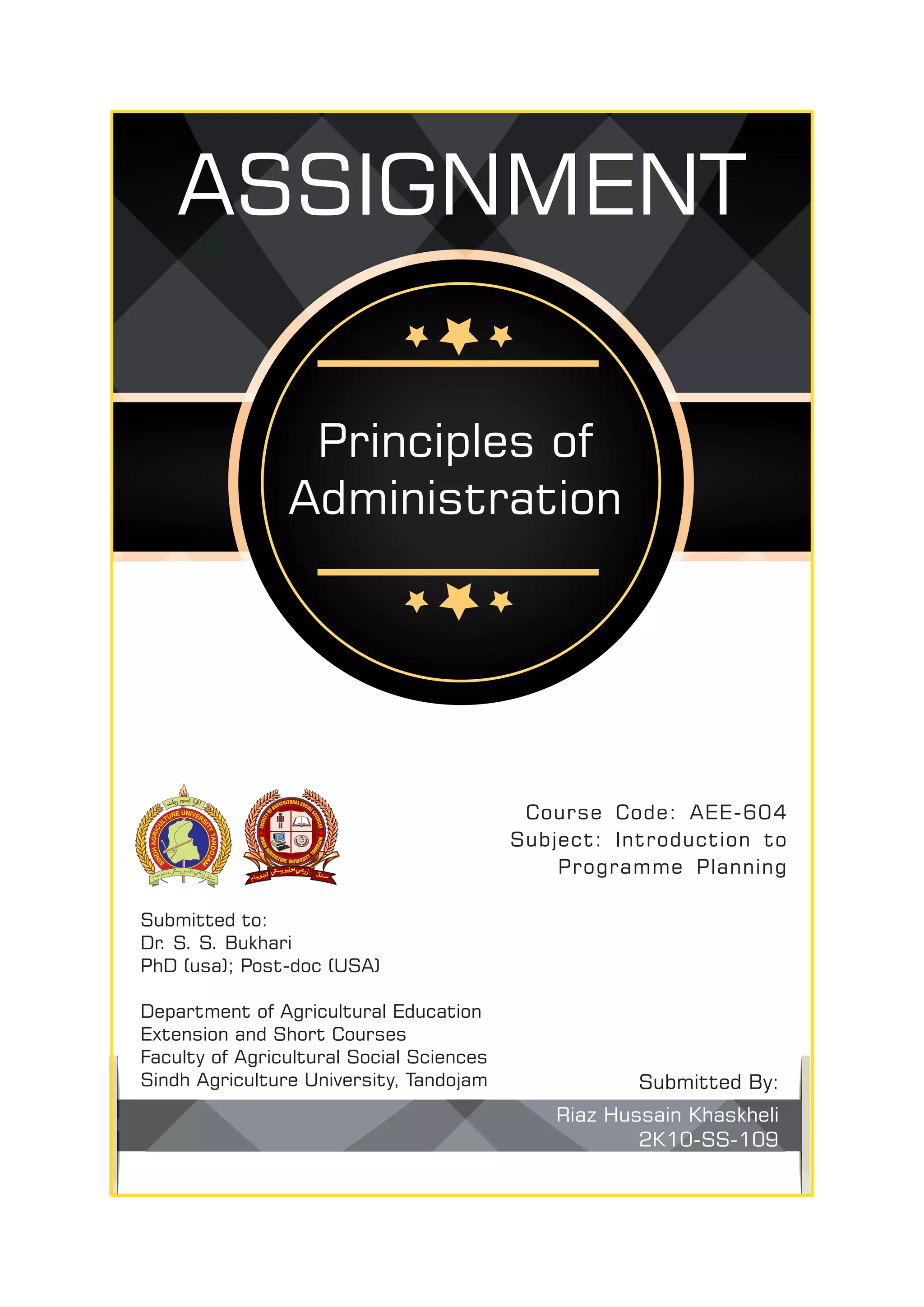principles of administration | PDF