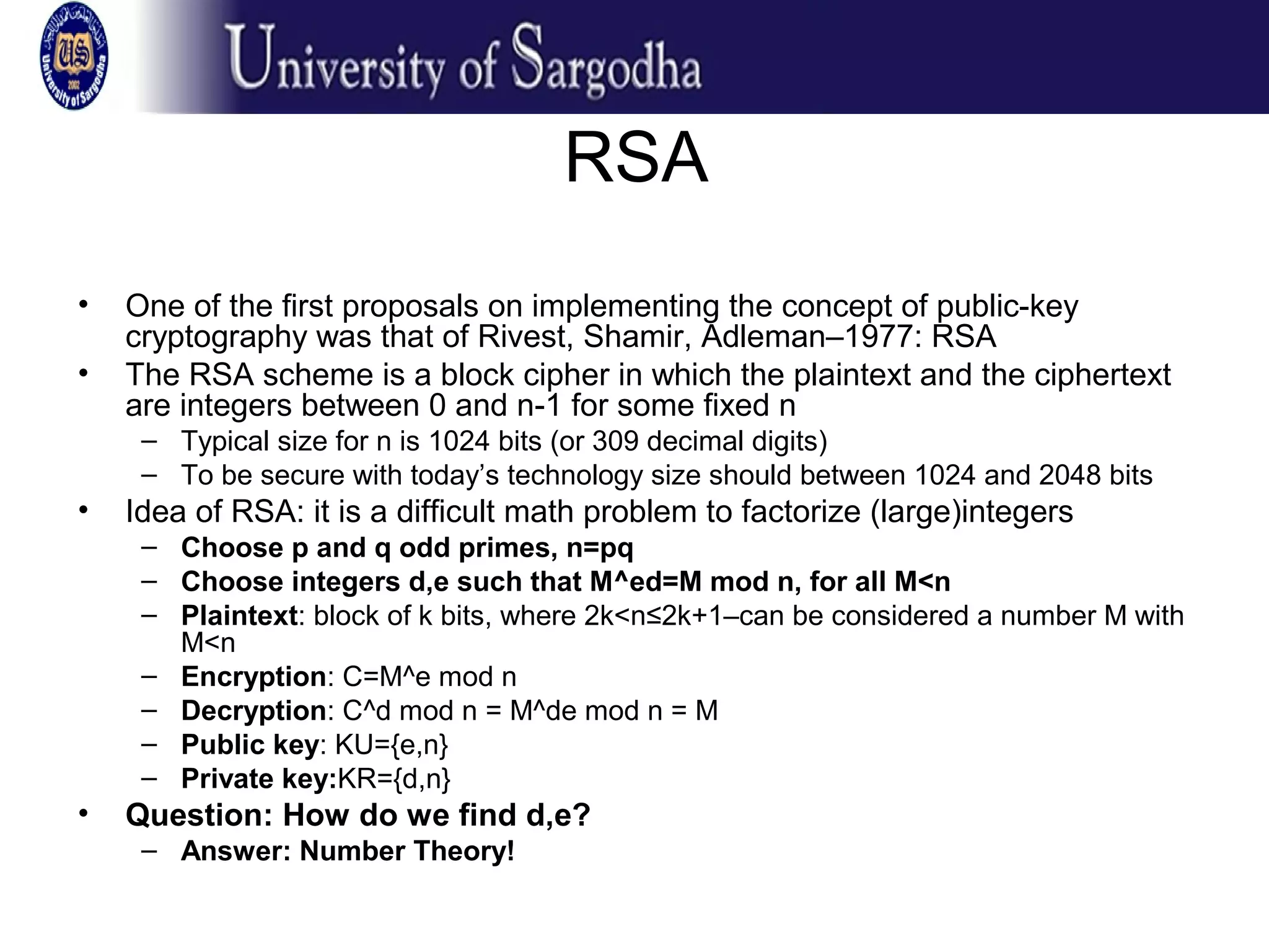 Public Key Cryptography And Rsa Ppt Information And Network Security Computing