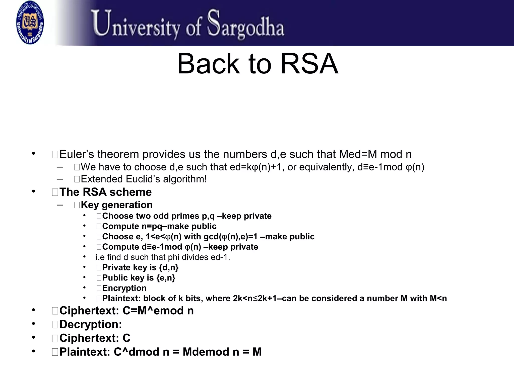 Public key cryptography and RSA | PPT