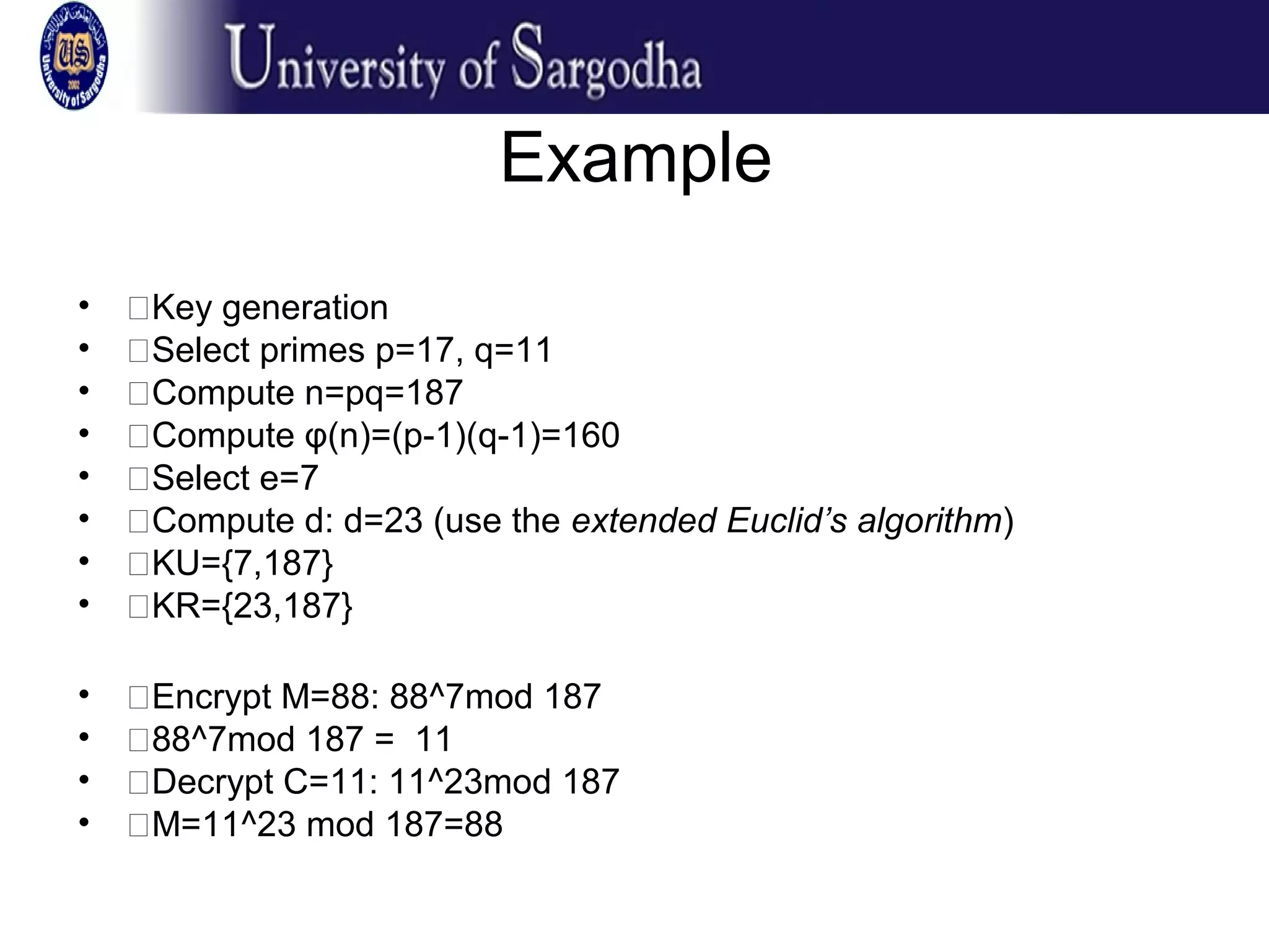 Public key cryptography and RSA | PPT