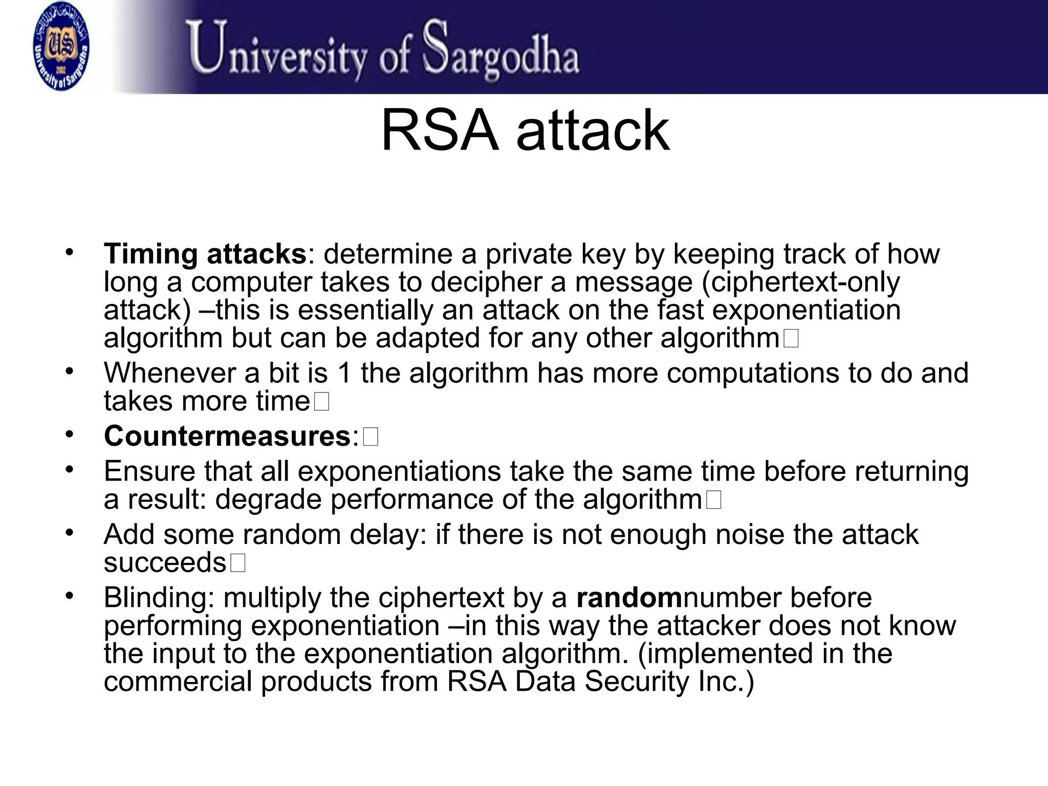 Public key cryptography and RSA | PPT