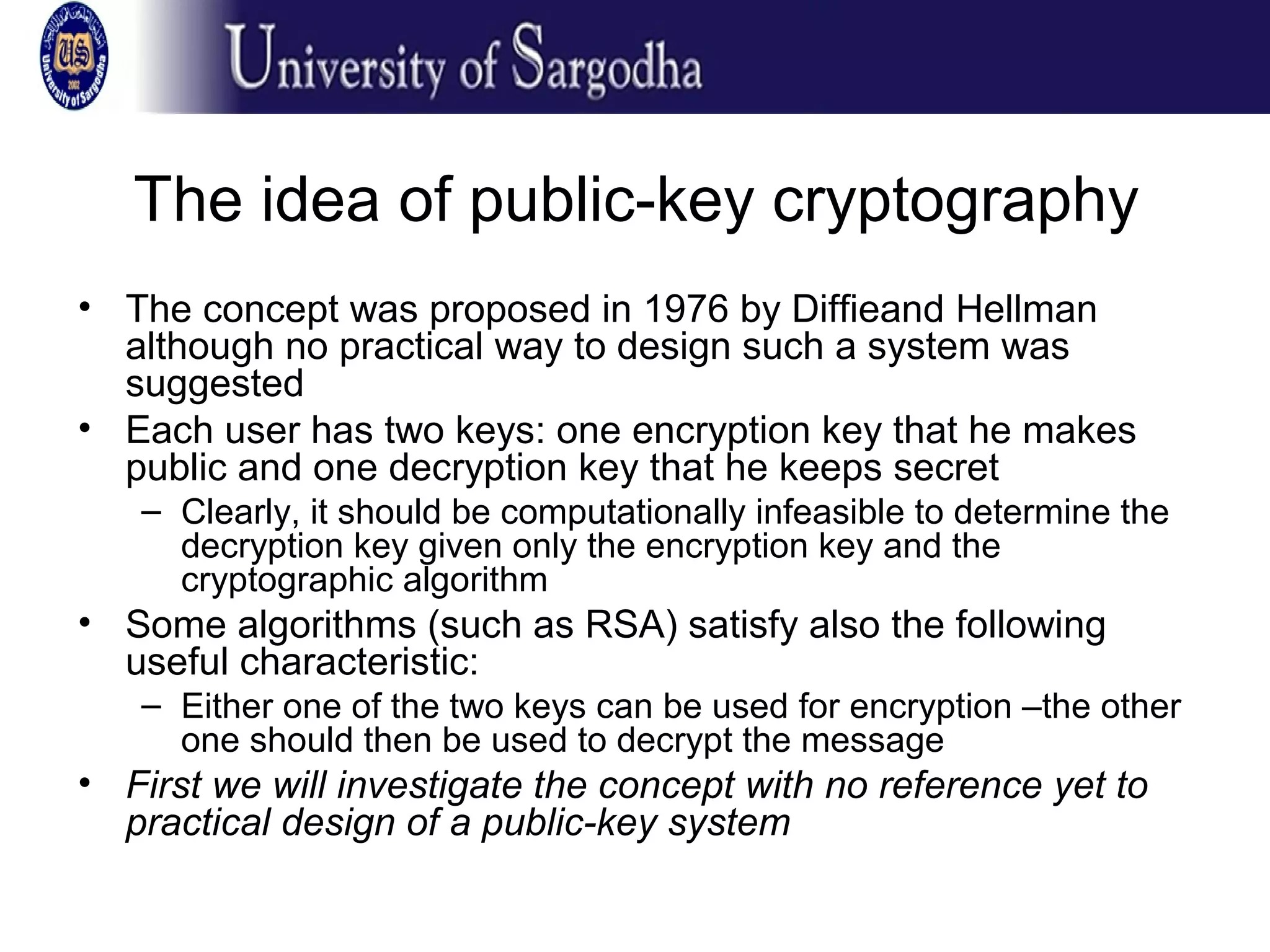 Public key cryptography and RSA | PPT