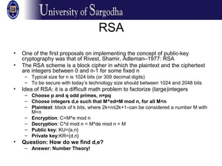 Public key cryptography and RSA | PPT