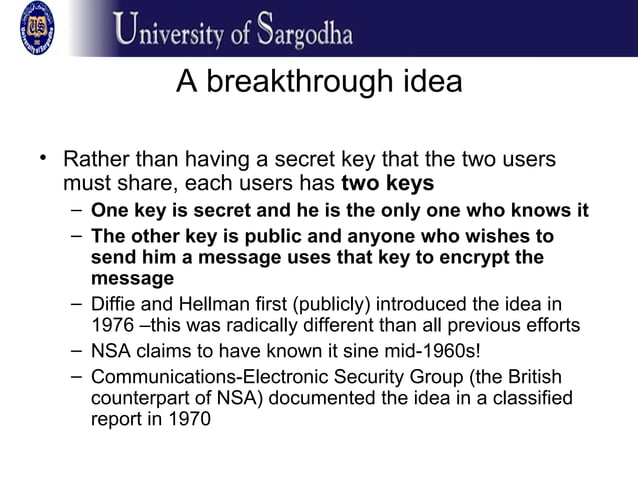 Public key cryptography and RSA | PPT | Information and Network ...