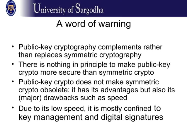 Public key cryptography and RSA | PPT | Information and Network Security | Computing