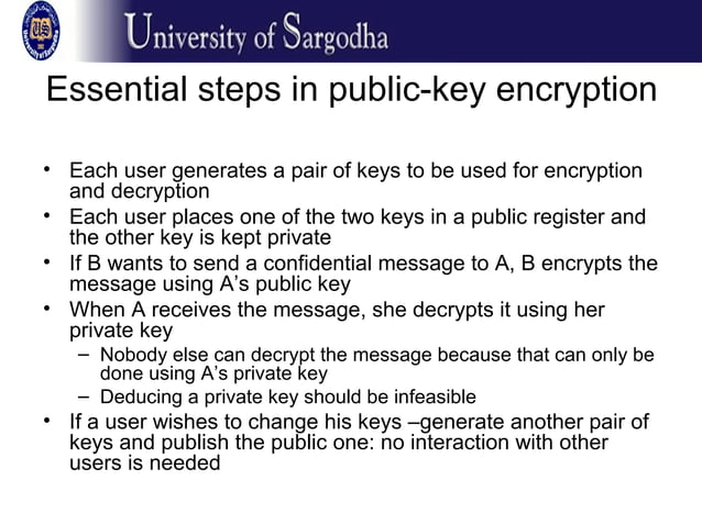 Public key cryptography and RSA | PPT | Information and Network Security | Computing
