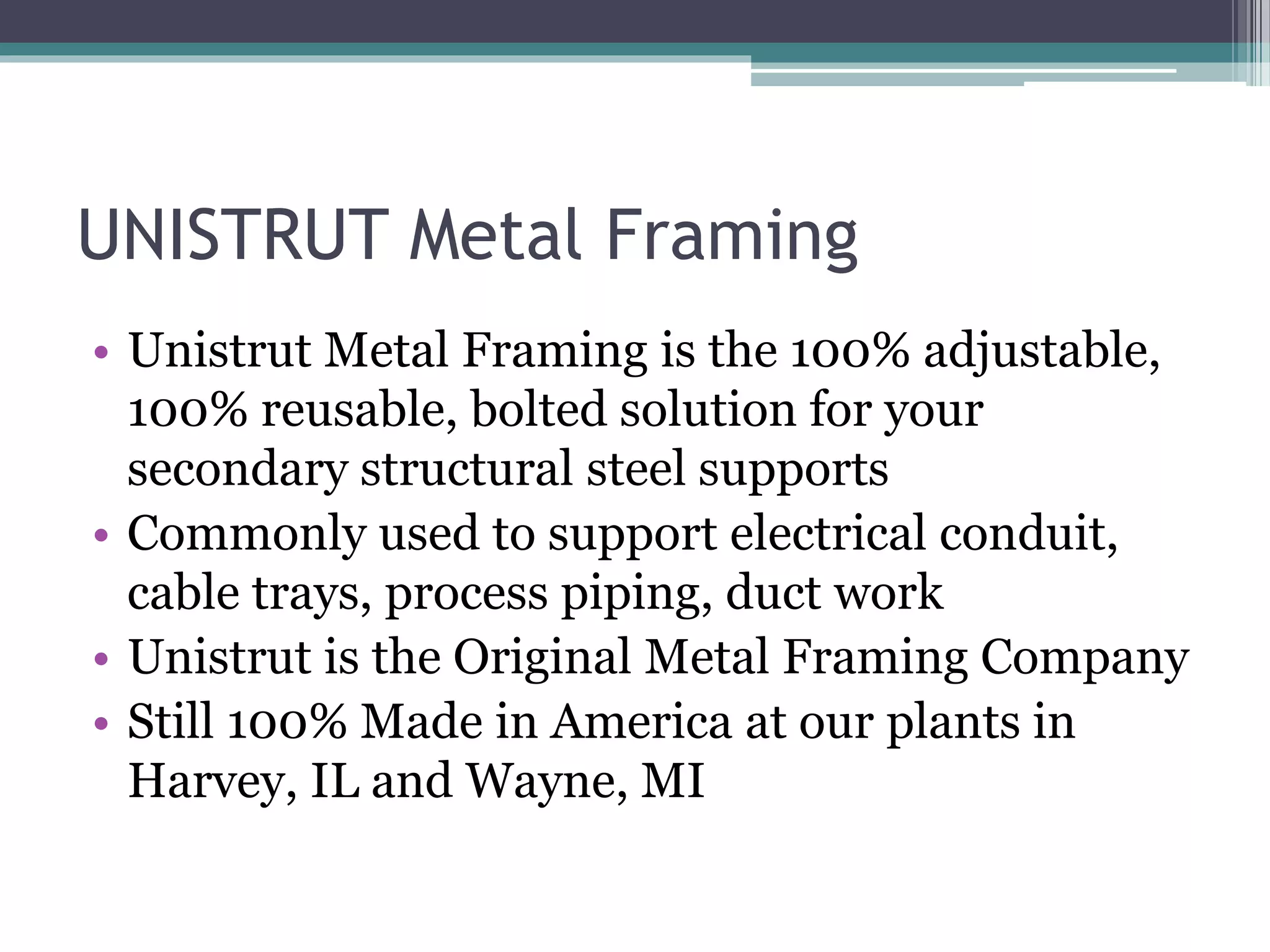 Nsa1214 unistrut metal framing | PPTX