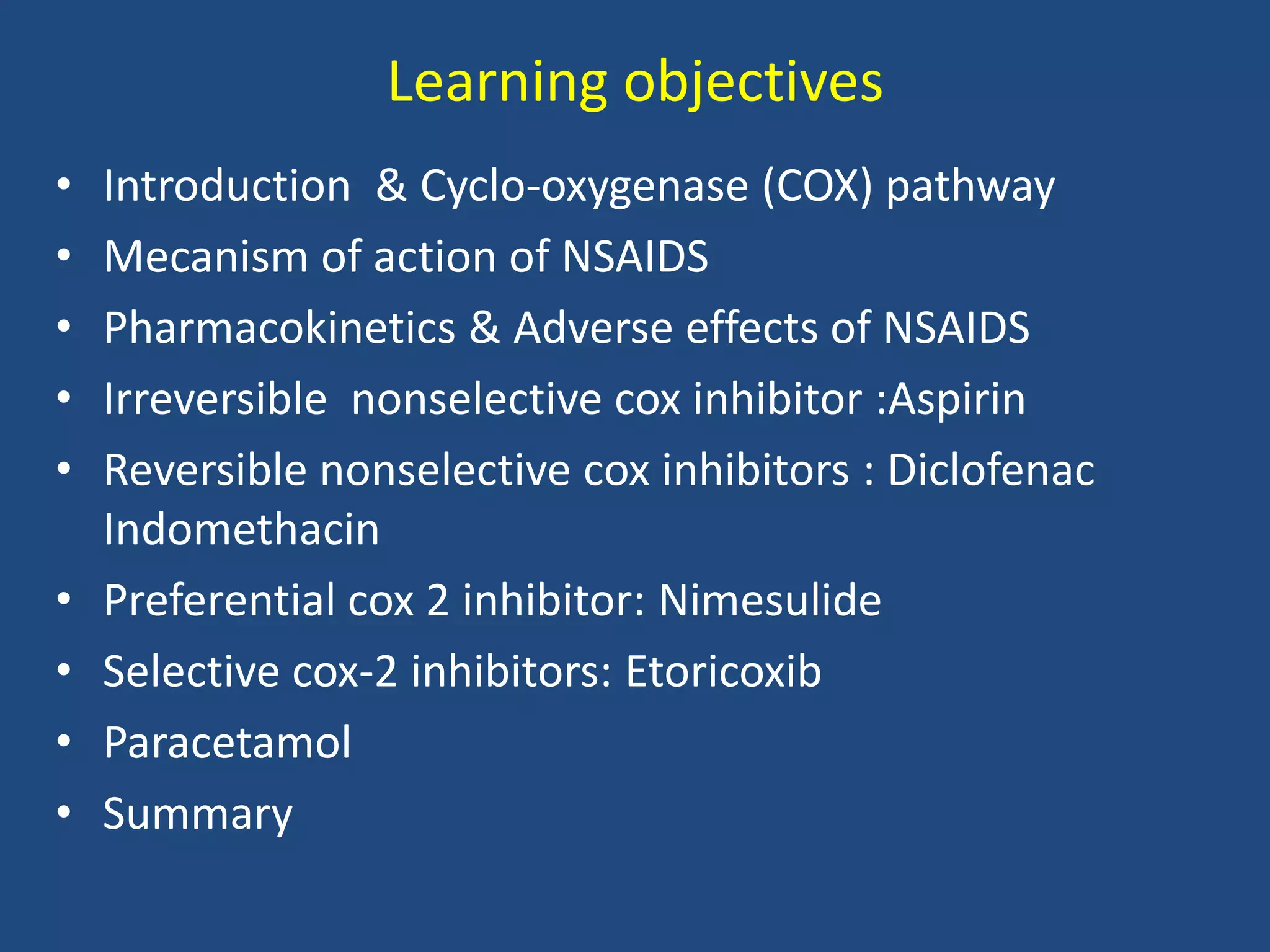 Non Steroidal Anti-inflammatory drugs | PPTX