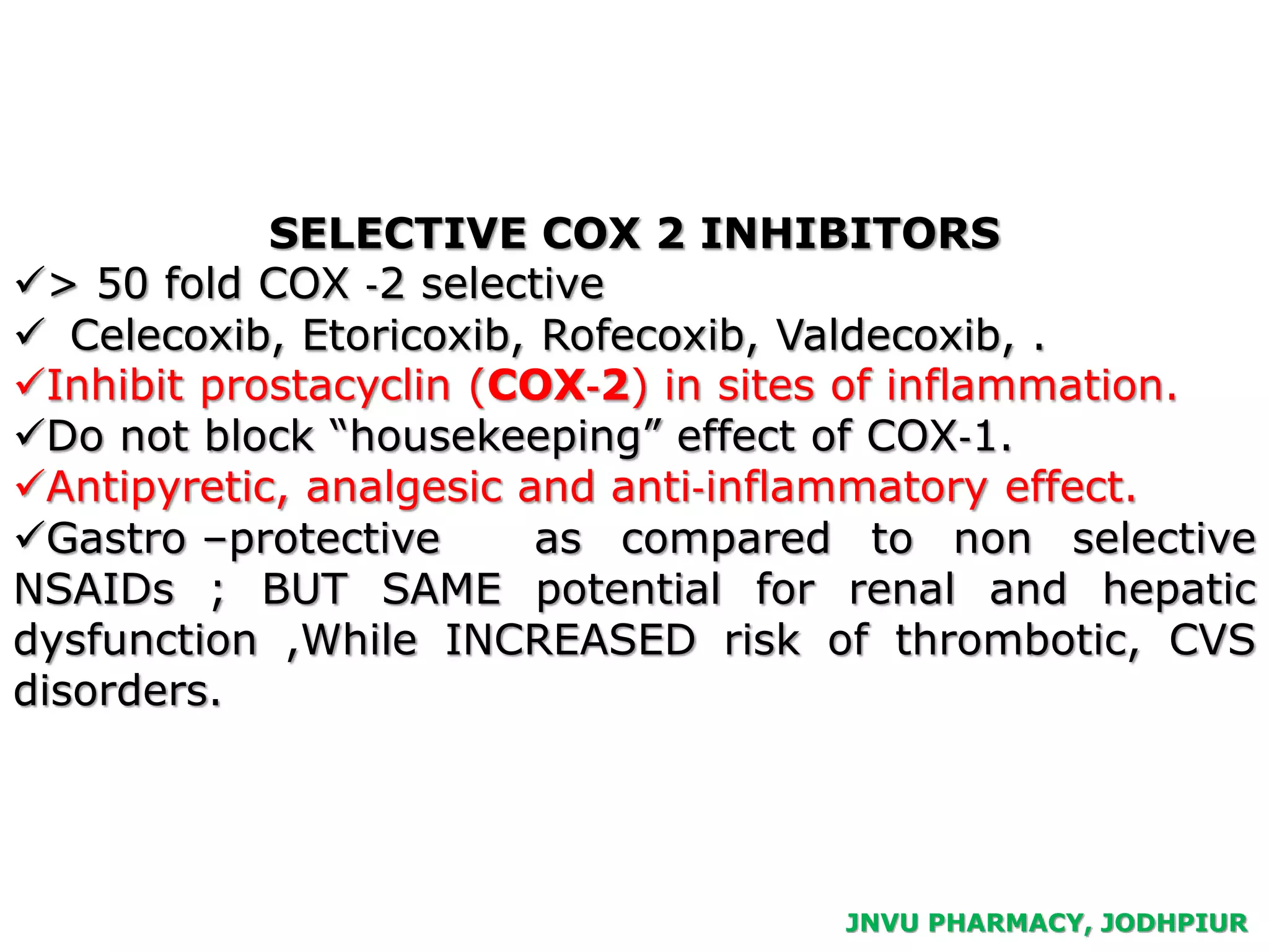 NON STEROIDAL & ANTI‐INFLAMMATORY DRUGS | PPTX