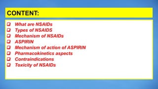 Non-steroidal anti-inflammatory drugs (NSAIDs) | PDF