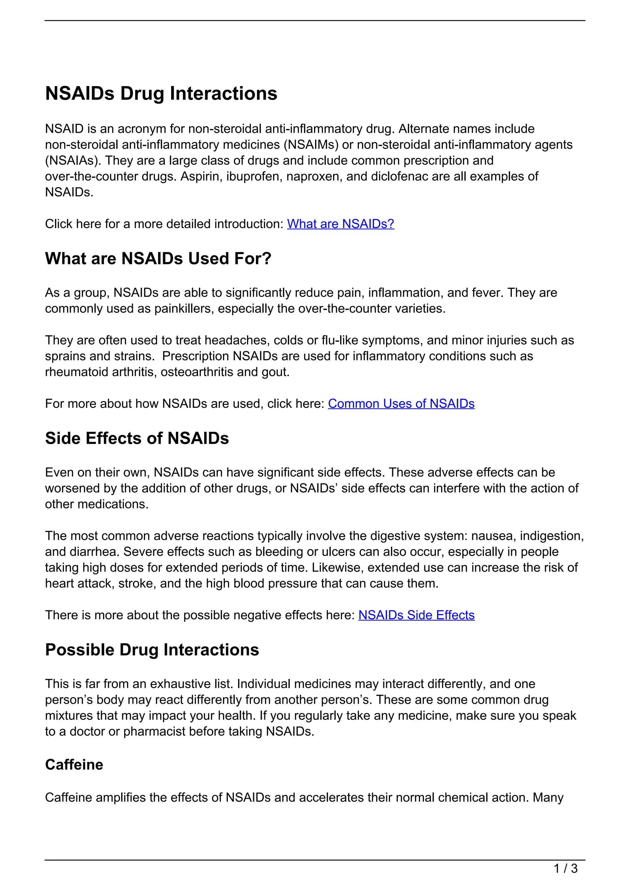 NSAIDs Drug Interactions | PDF
