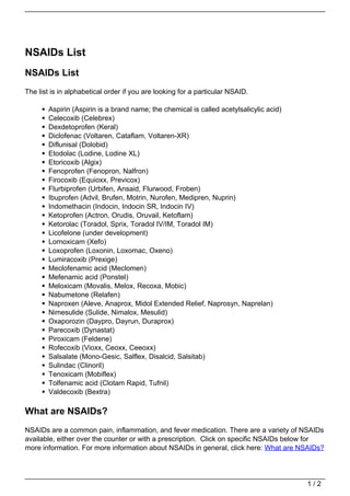 NSAIDs List | PDF