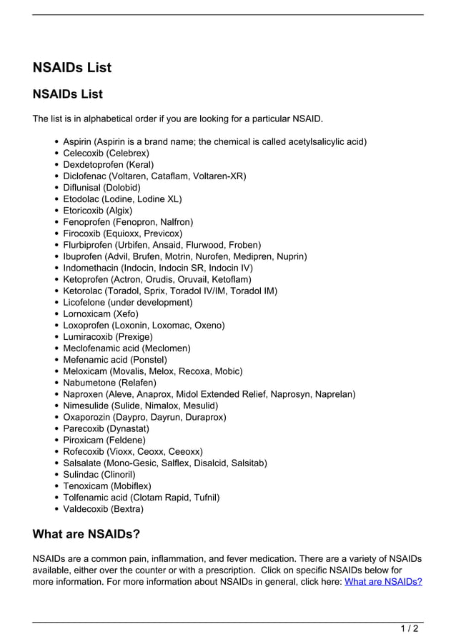 NSAIDs List | PDF