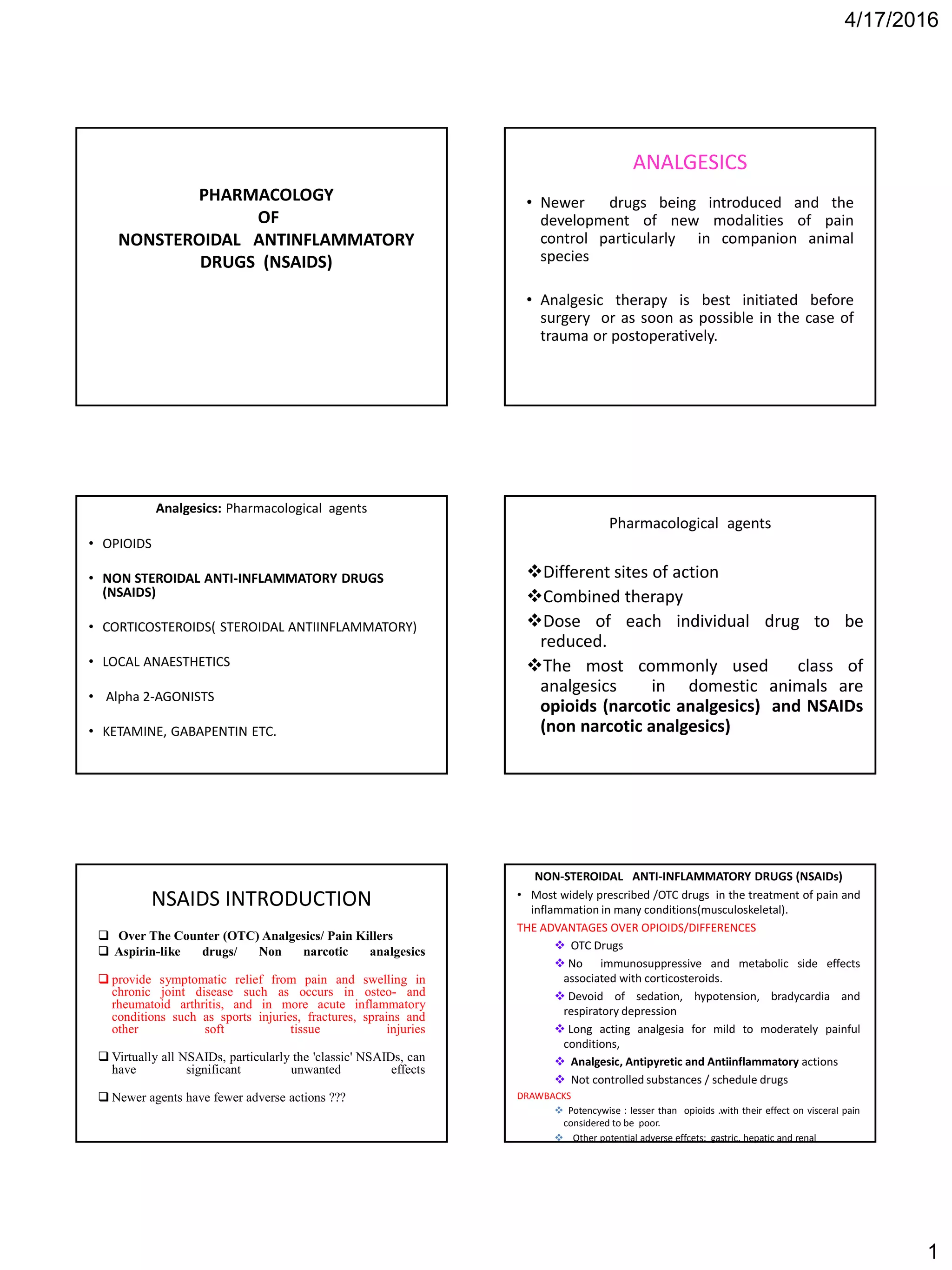 Nsaids veterinary pharmacology | PDF