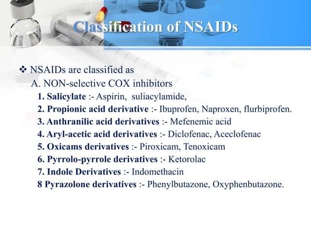 NSAIDs (Non Steroidal Anti inflammatory Drugs) | PPT