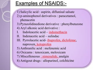 Nsaids slideshare NON STEROIDAL ANTI INFLAMMATORY DRUGS - CHEMISTRY | PDF