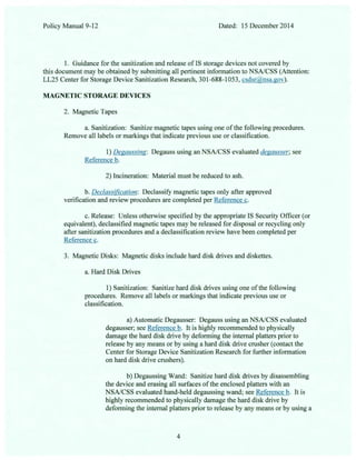 Nsa policy manual on storage device sanitization | PDF