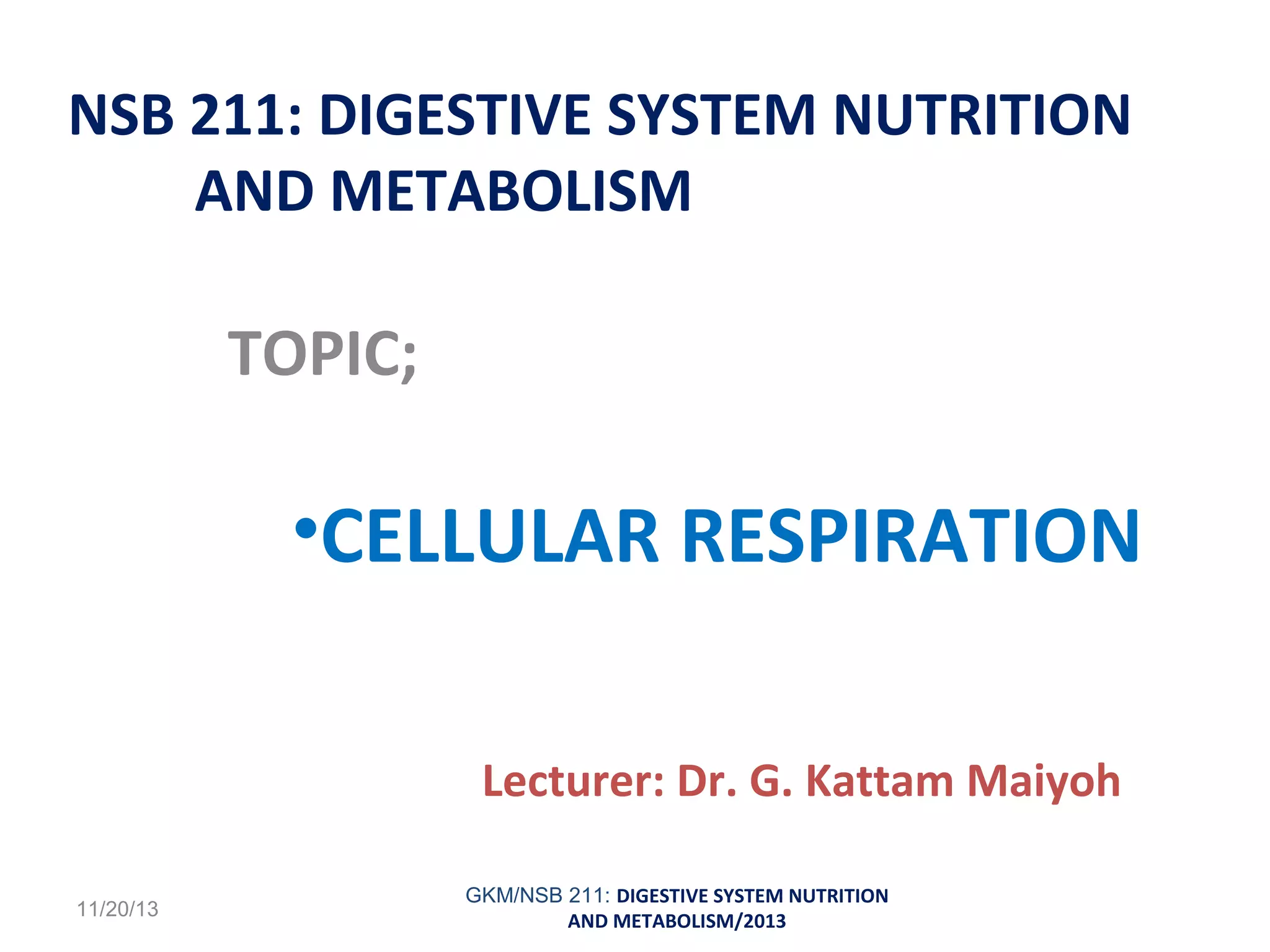 Cellular respiration (glycolysis, TCA and ETC) | PPT