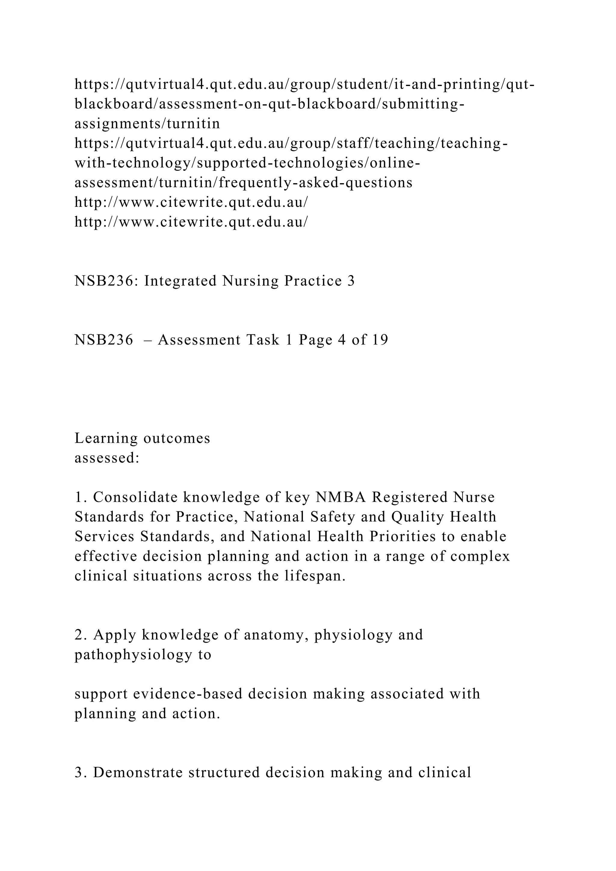 NSB236 Integrated Nursing Practice 3 On campus .docx