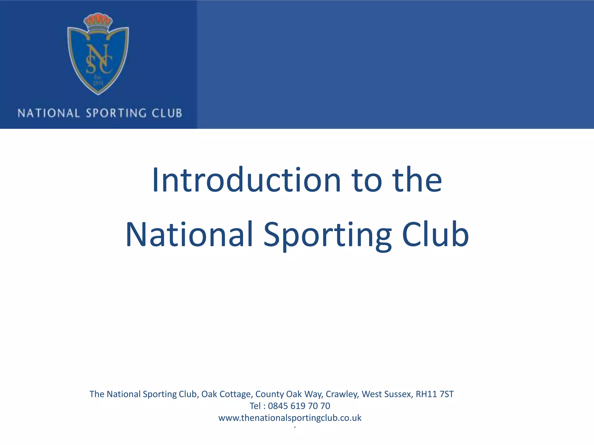 National Sporting Club Corporate Presentation | PPTX