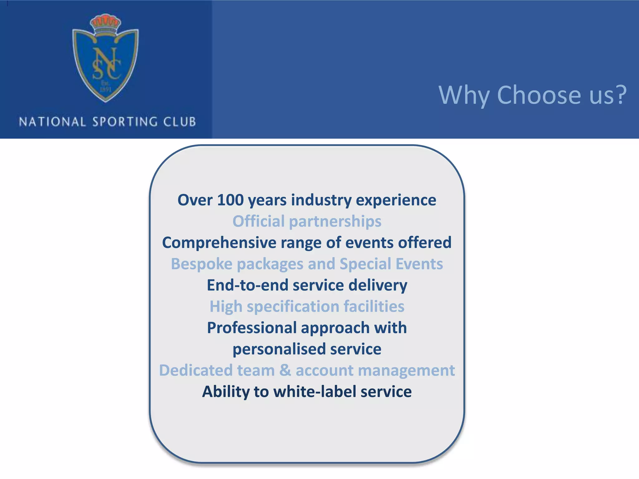 National Sporting Club Corporate Presentation | PPTX