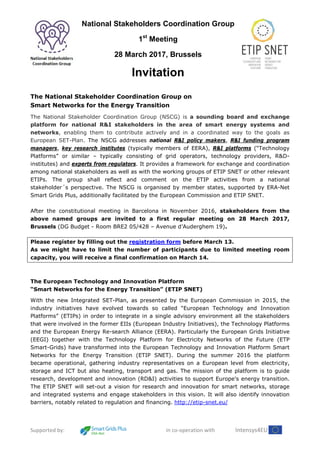 National Stakeholders Coordination Group Meeting 1- Invitation and ...