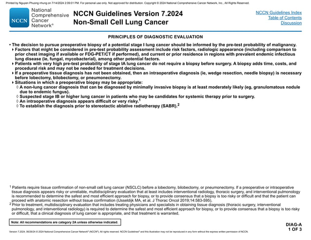 NCCN CLINICAL PRACTICE GUIDELINE IN ONCOLOGY | PDF | Lung and Respiratory Health | Diseases and ...