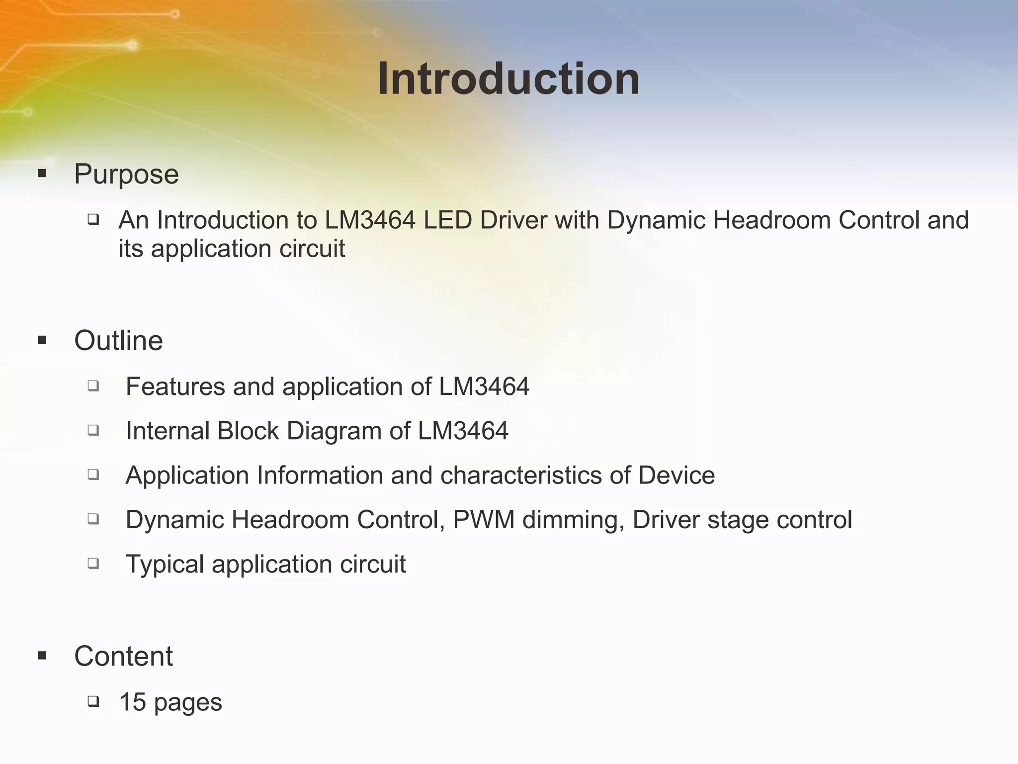 An Introduction to LM3464 LED Driver with Dynamic Headroom Control | PPT