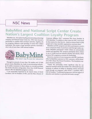 NSC Partners With BabyMint - Achieve Dreams Mag Spring 2003 | PDF