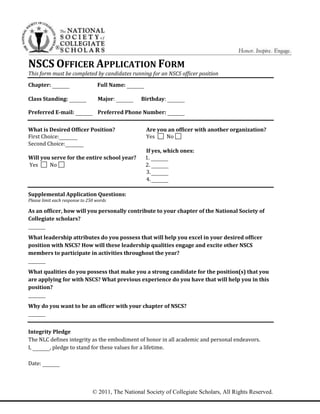 NSCS Officer Application Form | PDF