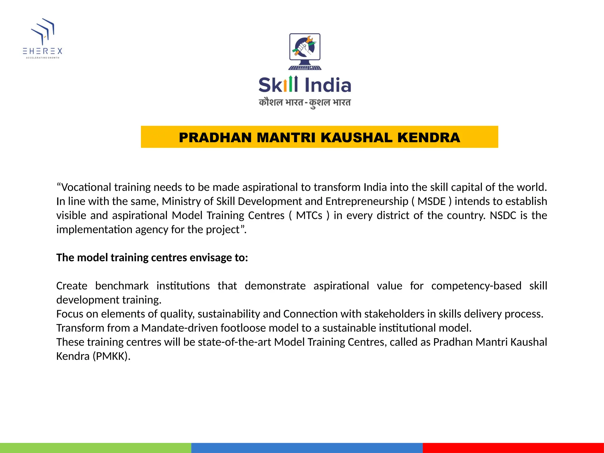 NSDC Schemes government schemes by MSDE. | PPTX