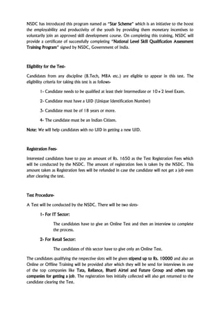 NSDC Training Progran | PDF