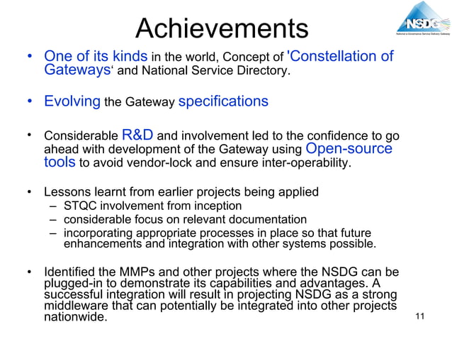 NSDG - Insight into the Gateway Project | PPT