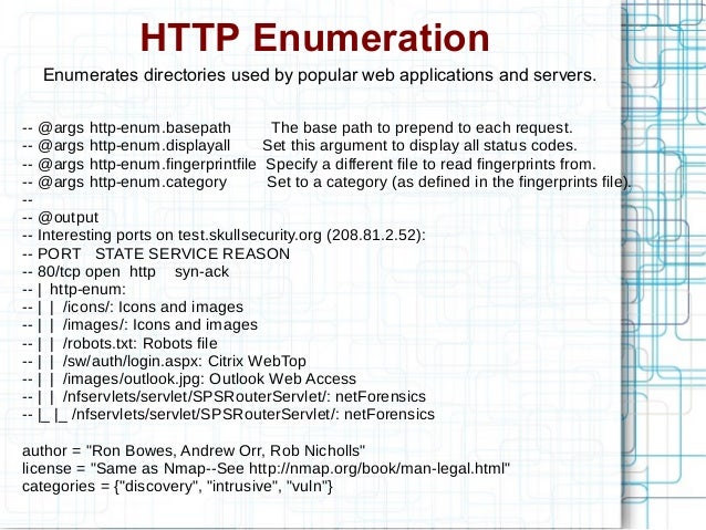 Nmap Scripting Engine and http-enumeration