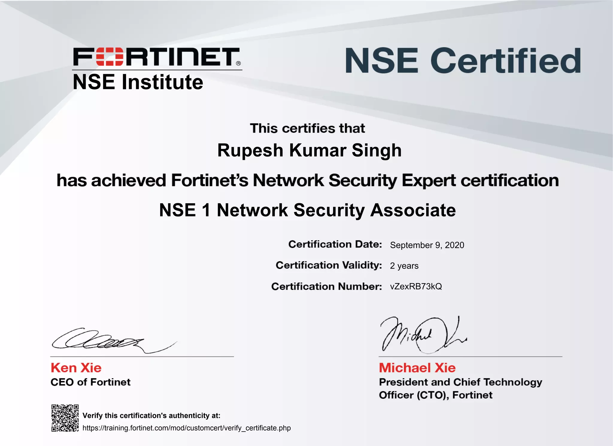 FORTINET NSE 1 CERTIFICATE | PPT