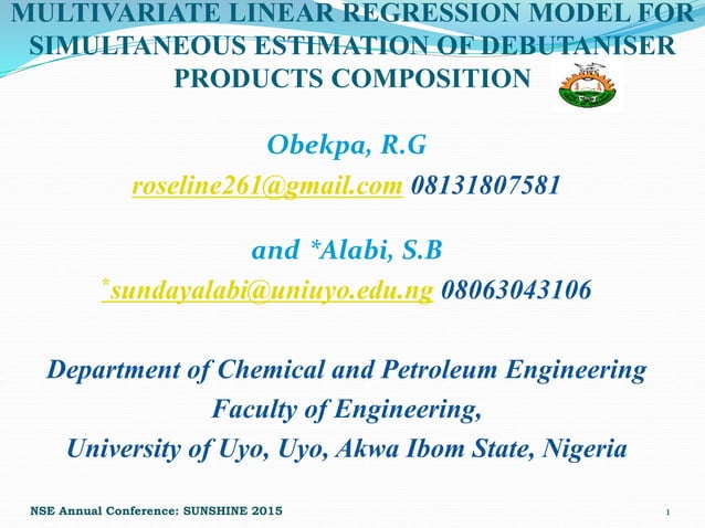 Multivariate Linear Regression Model for Simulaneous Estimation of ...